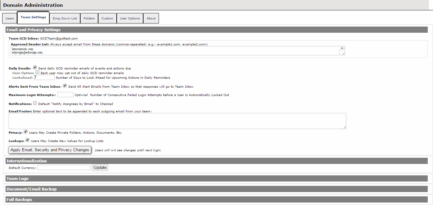 Admin Settings Team Mitratech Success Center