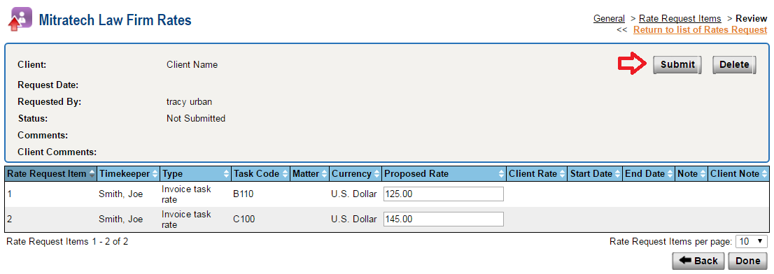 Manually Submit Rate Requests - Mitratech Success Center