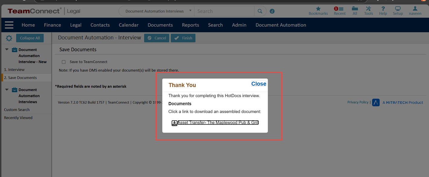 TeamConnect Document Automation End User Guide v1.0 - Mitratech Success ...